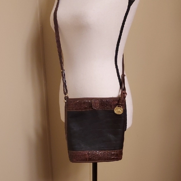 Brahmin | Bags | Brahmin Black And Brown Crossbody Bag With Faux ...